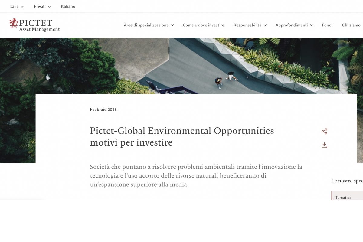 Pictet Global Environmental Opportunities: Le Opinioni - LU0503631987