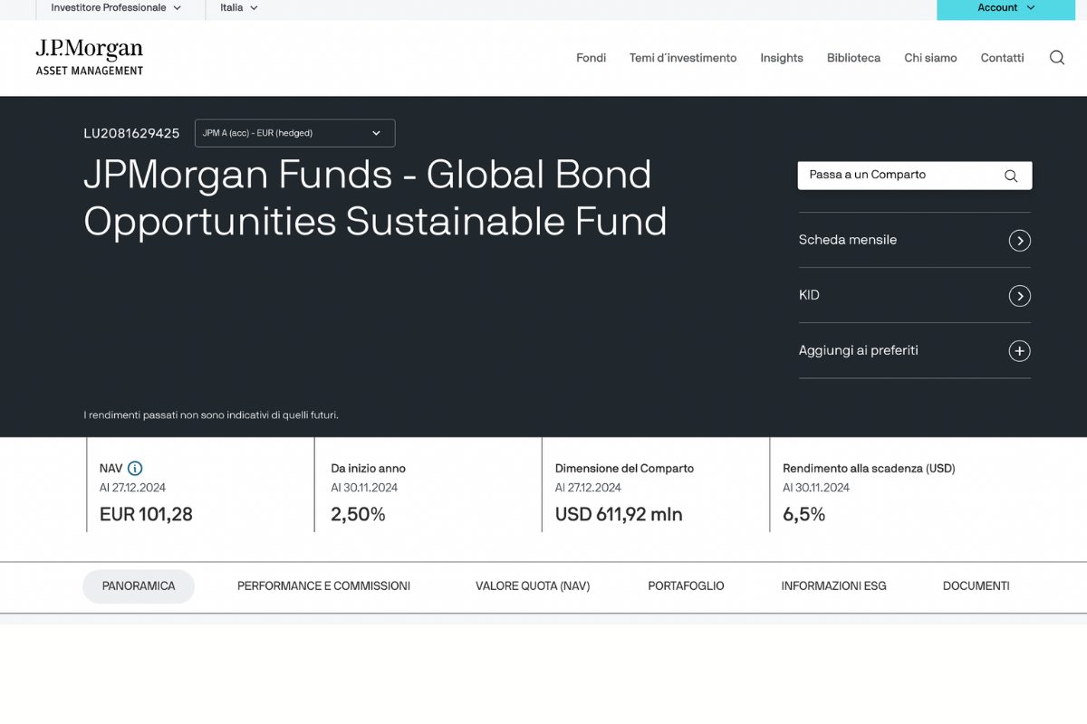 Fondo JPMorgan Global Bond Opportunities Sustainable: Opinioni - LU2081629425